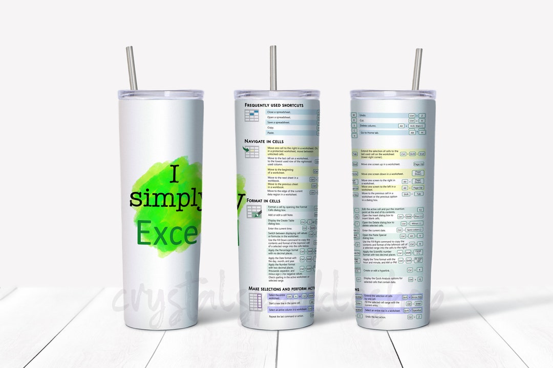 Excel Shortcuts Tumbler Cheat Sheet Tumbler for Windows - Etsy