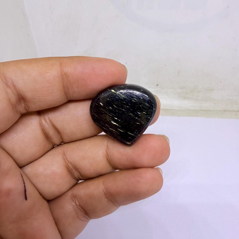 Greenland Nuummite Cabochon Natural Black Mystic Gemstone Jewelry ...