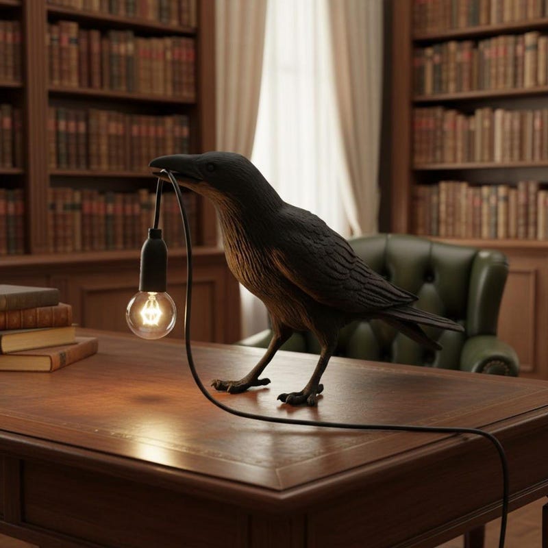 Raven Glass Lamp - Etsy