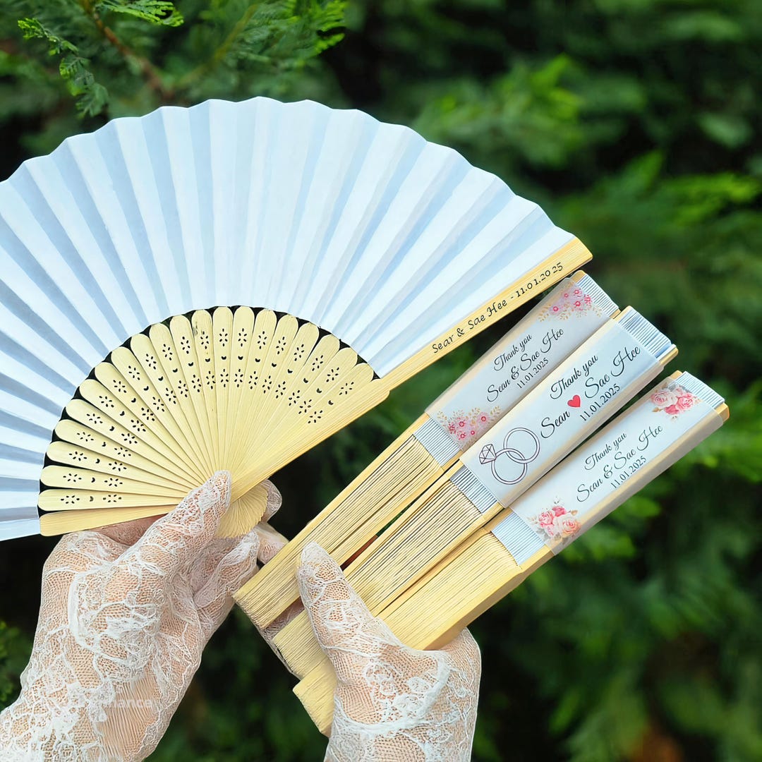 Personalized Wedding Clack Hand Fans, Bridal Shower Engraved Folding ...