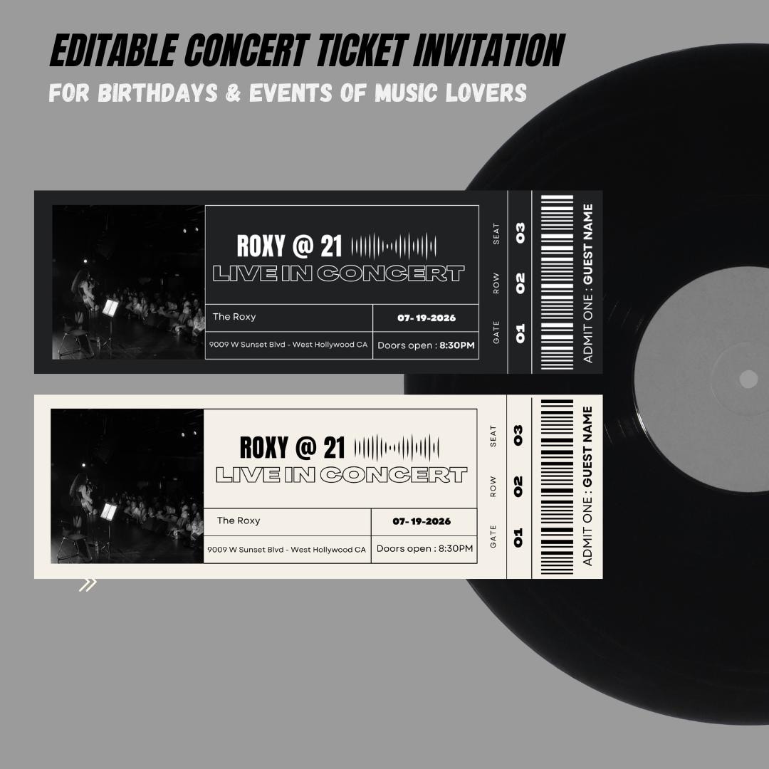 Editable Concert Ticket Invitation – Canva Template - Etsy Australia