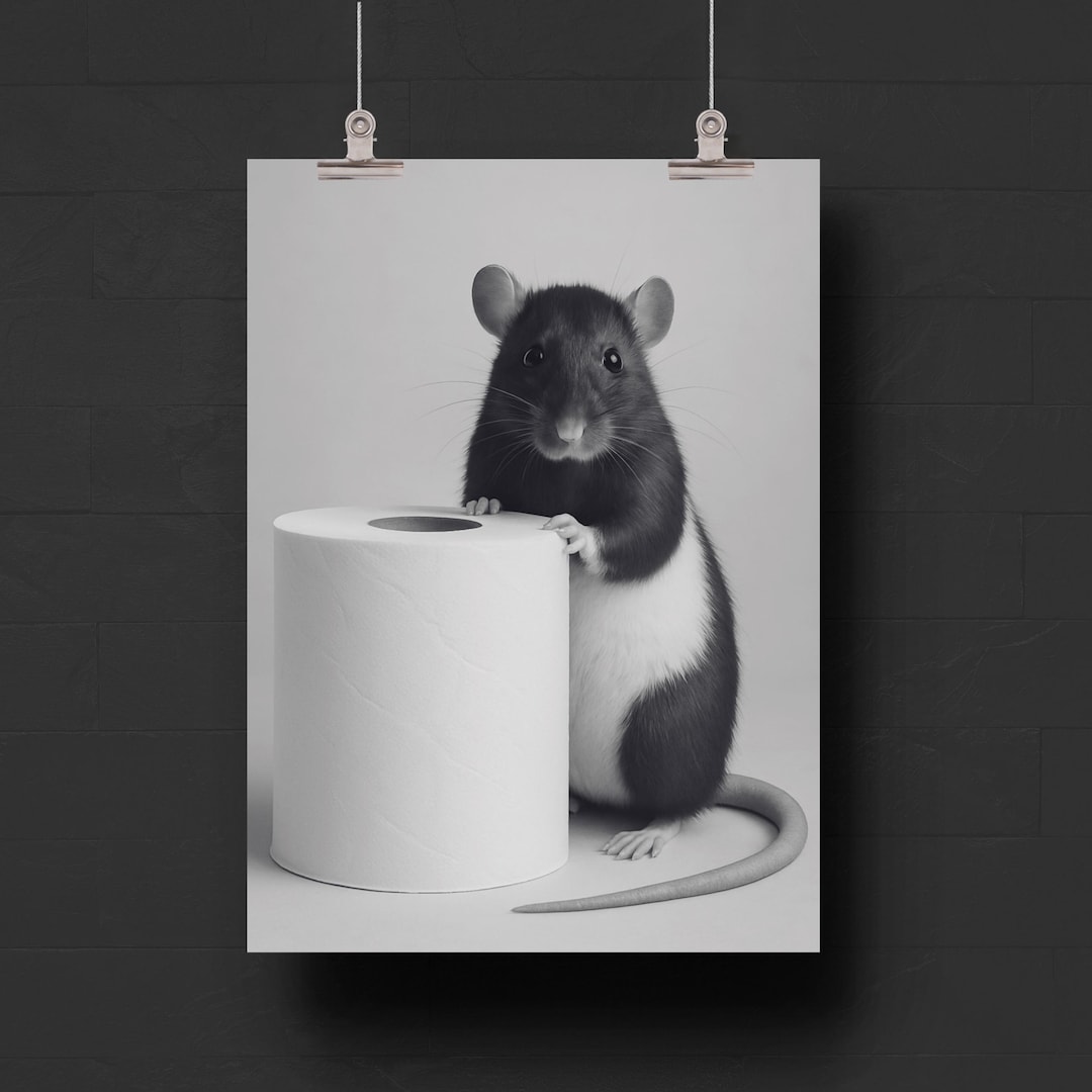 Funny Rat Toilet Paper Bathroom Poster, Quirky Animal Print - Etsy