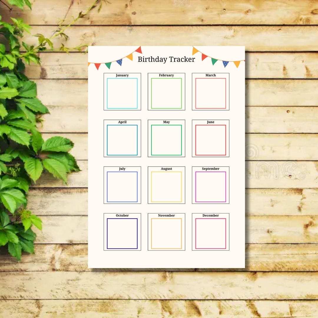 Birthday Tracker - Printable - Birthday Calendar - Etsy