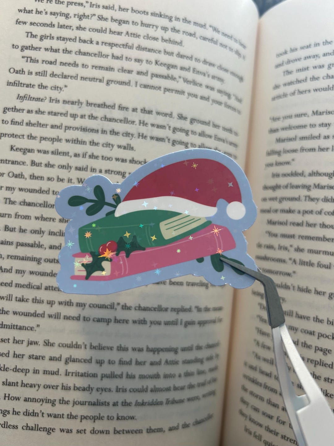 Holiday Sticker | Books and Santa Hat Sticker - Etsy