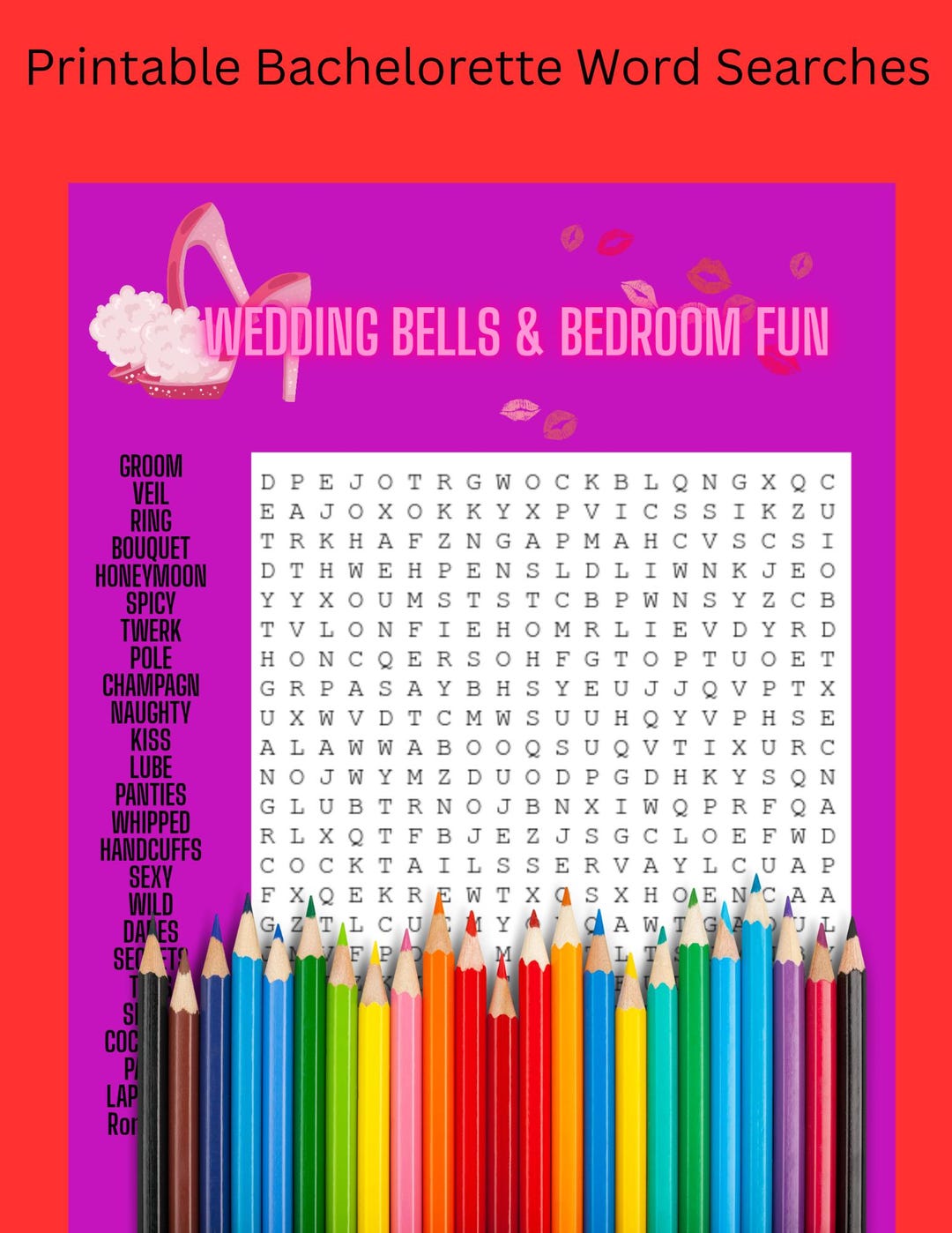 Bachelorette Adult Word Search – 5 Risqué & Funny Printable Puzzles ...