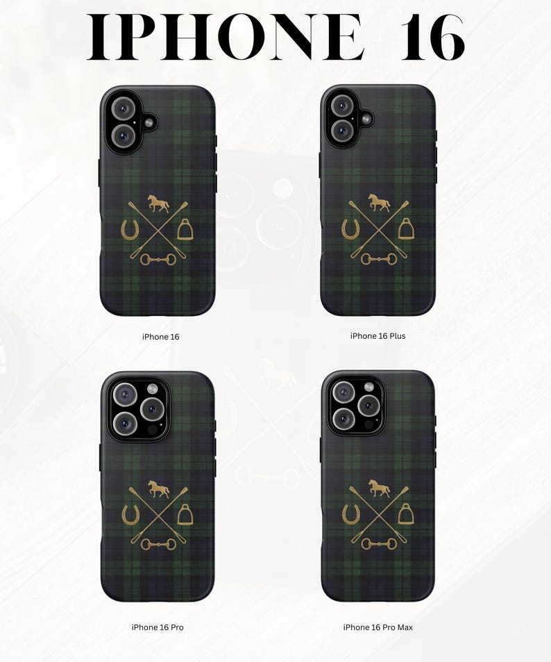 Equestrian Plaid iPhone Case With Horse Icon | Preppy Tartan Phone Case ...