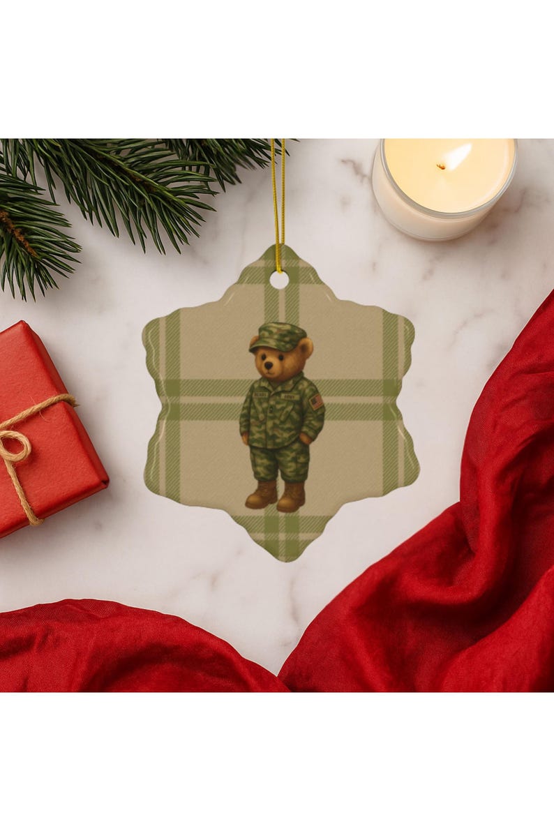 Custom Army Bear Ornament 2025 - Personalized Military Gift - Camo ...