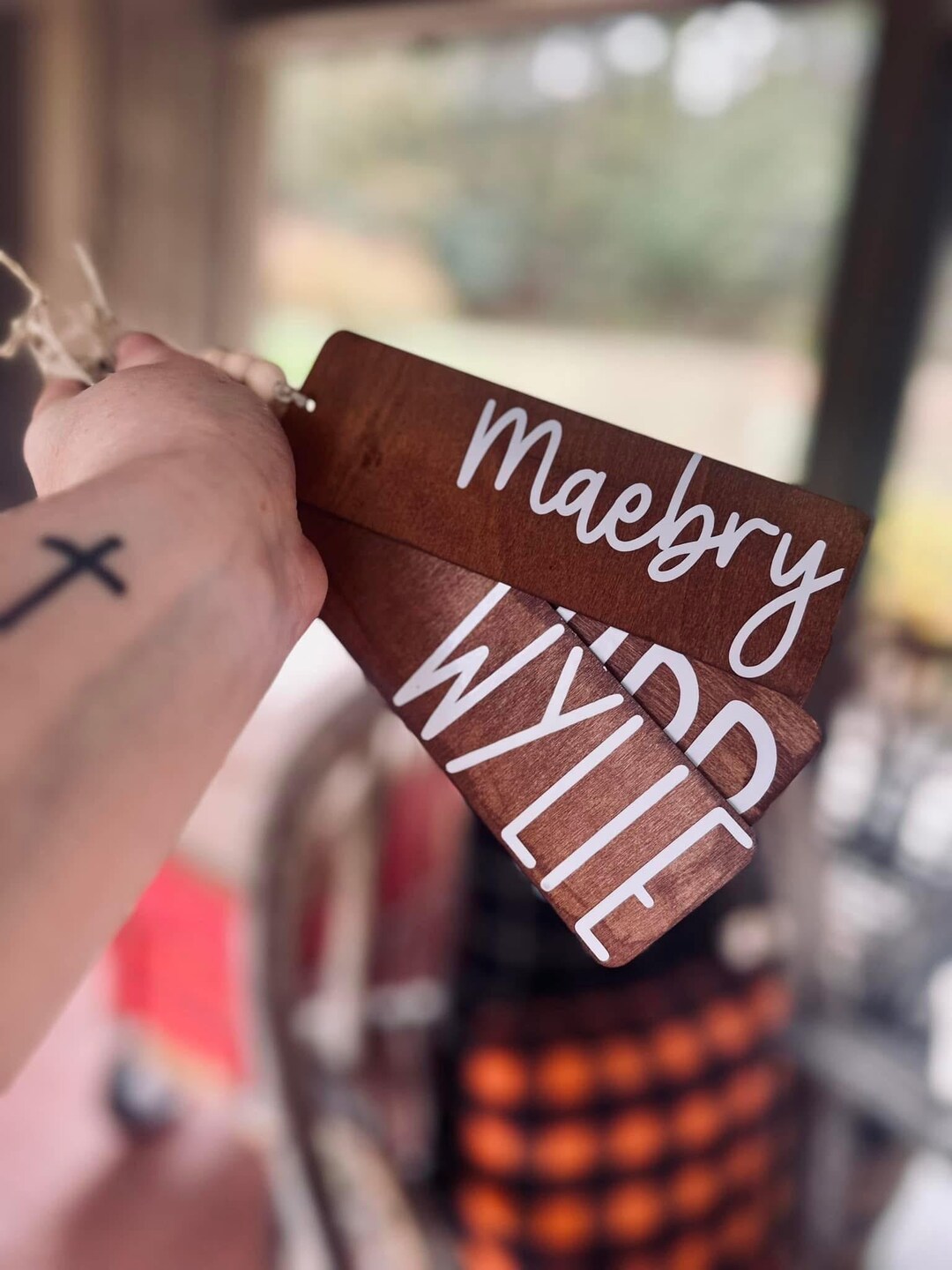 Personalized Wooden Stocking Tags, Dark Walnut Brown - Etsy