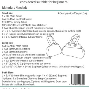Carpet Bag Sewing Pattern – the Companion, Beginner Friendly (digital ...
