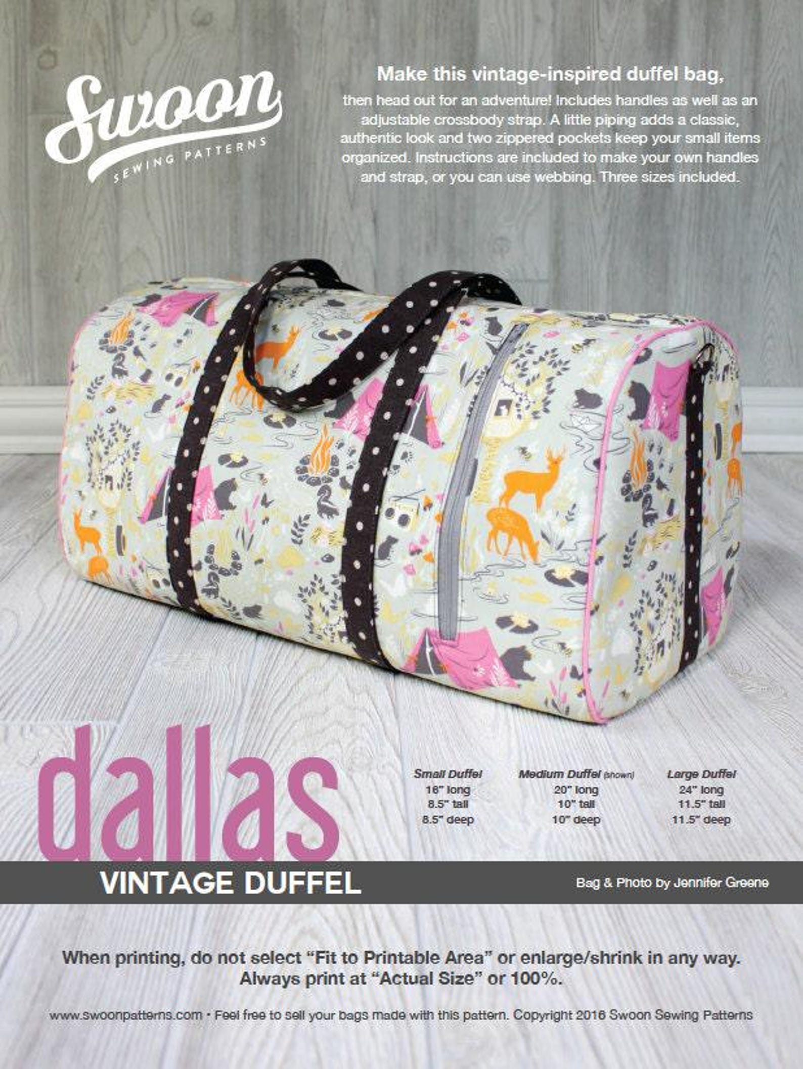 Swoon Patterns: Dallas Vintage Duffel - Pdf Bag Purse Duffle Sewing ...