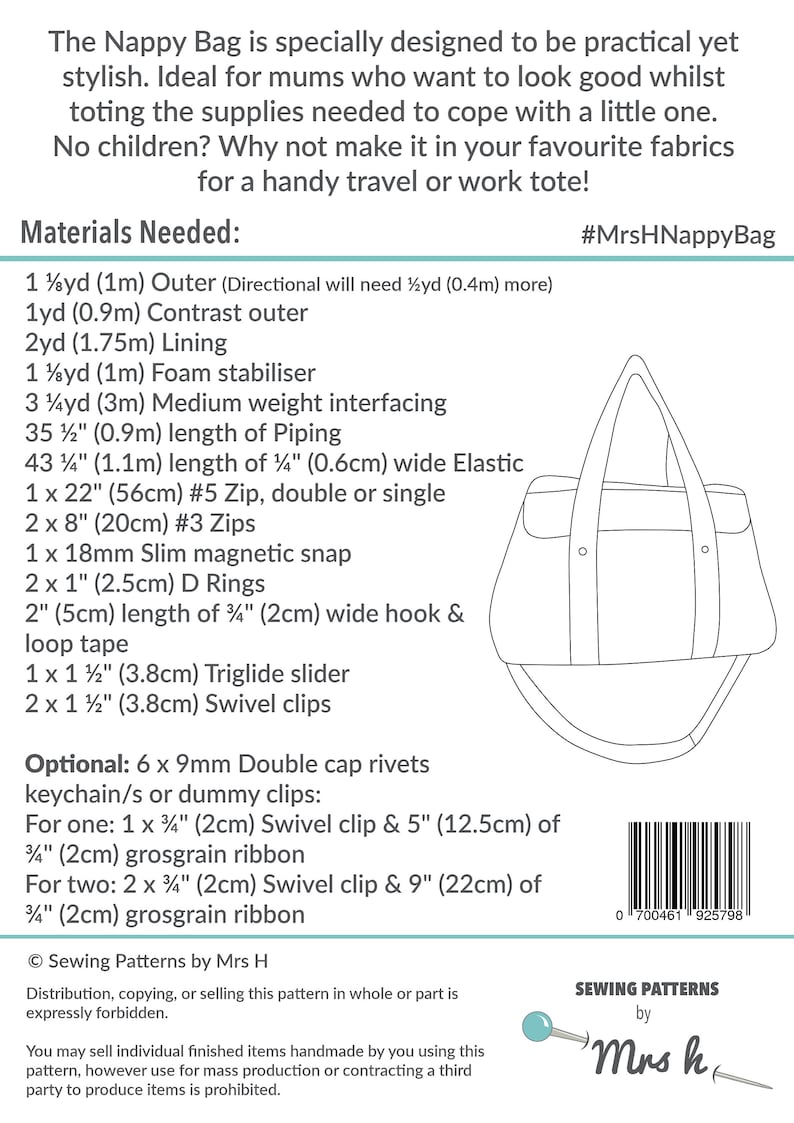 Diaper Bag Sewing Pattern – Travel Bag PDF With Pockets - Etsy
