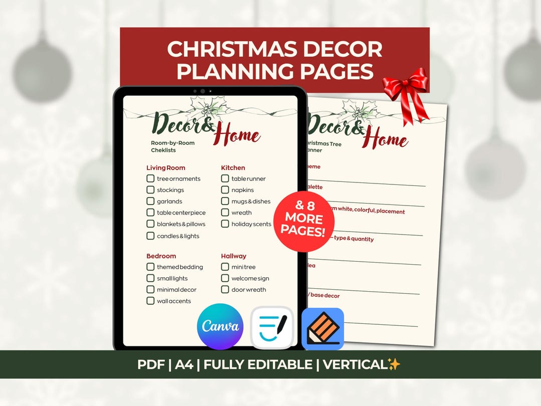 Goodnotes Christmas Decorations Planner Pages, Holiday Template Bundle ...