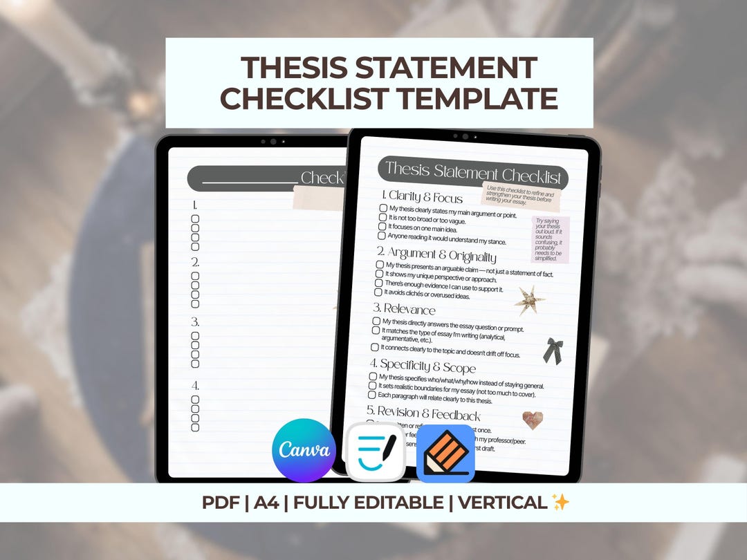 Goodnotes Thesis Statement Checklist Template: A4 Academic Planner ...