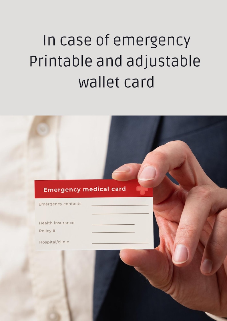 Emergency Medical Card | Editable in Canva or Printable PDF - Etsy