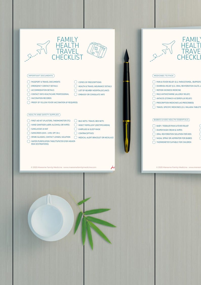 Family Travel Health Checklist PDF | Printable Packing & Medicine ...