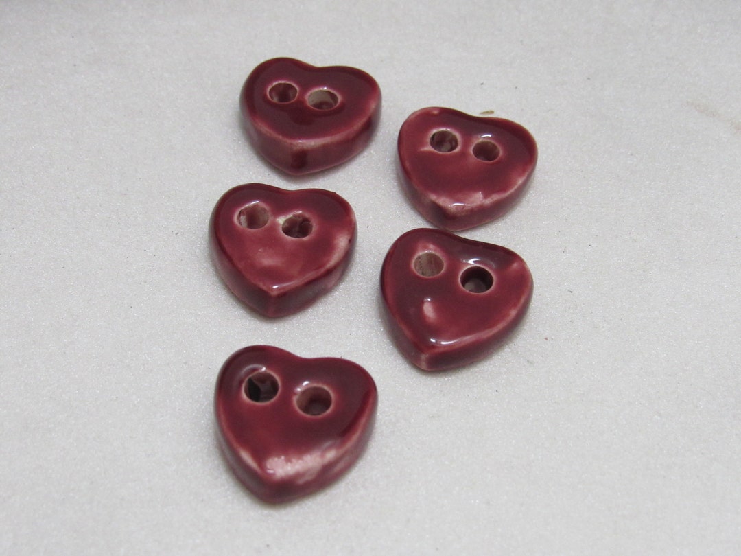5 Small Rose Pink Ceramic Heart Buttons - Etsy