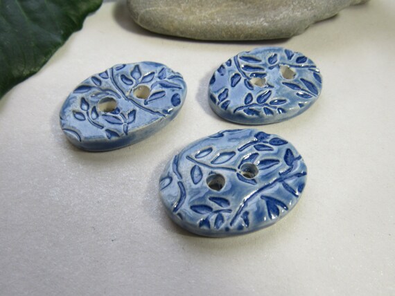 Knitting 3 Medium Oval Obsidian Brocade Pattern Ceramic Buttons ...