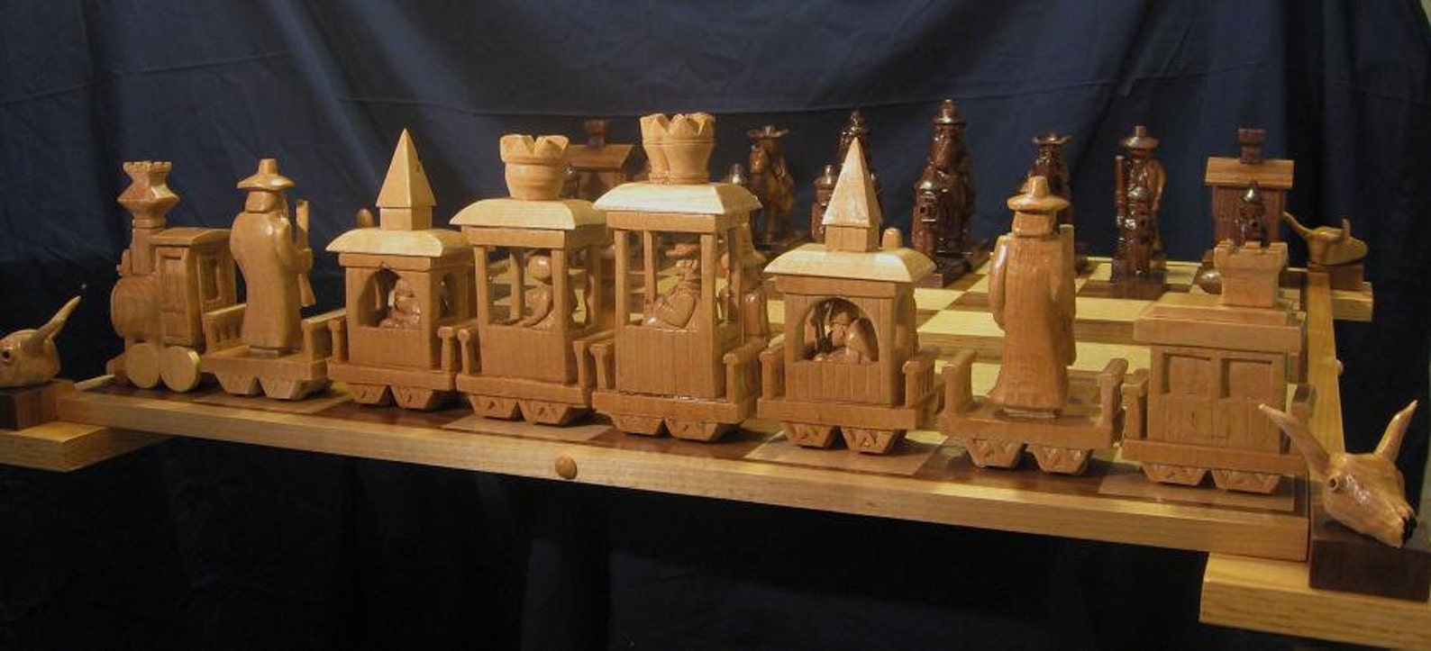 Chess Set Train Robbery Chess Set on Etsy Custom Chess Sets - Etsy