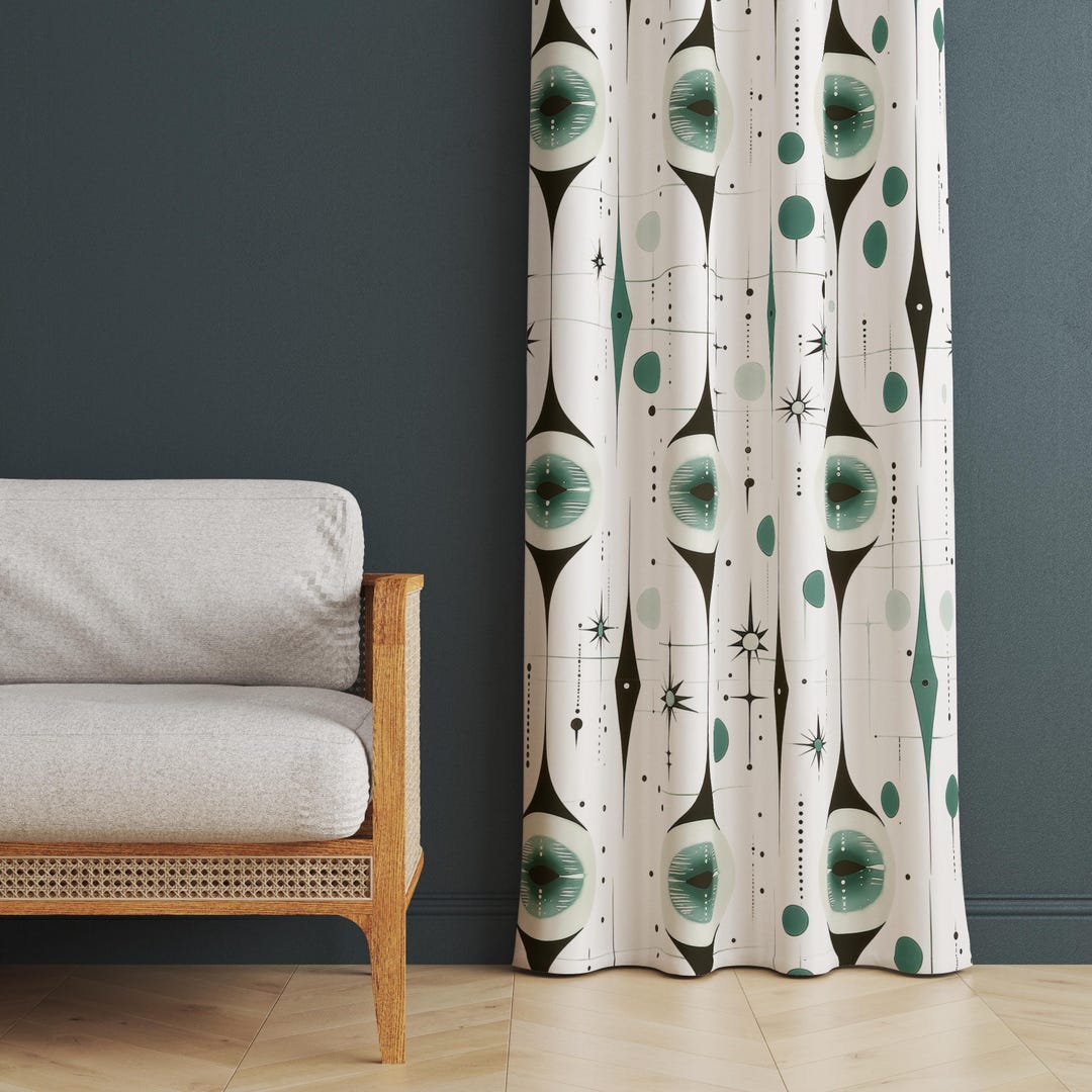 Mid Century Modern Geometric Curtain Panel, Custom Blackout Drapes ...