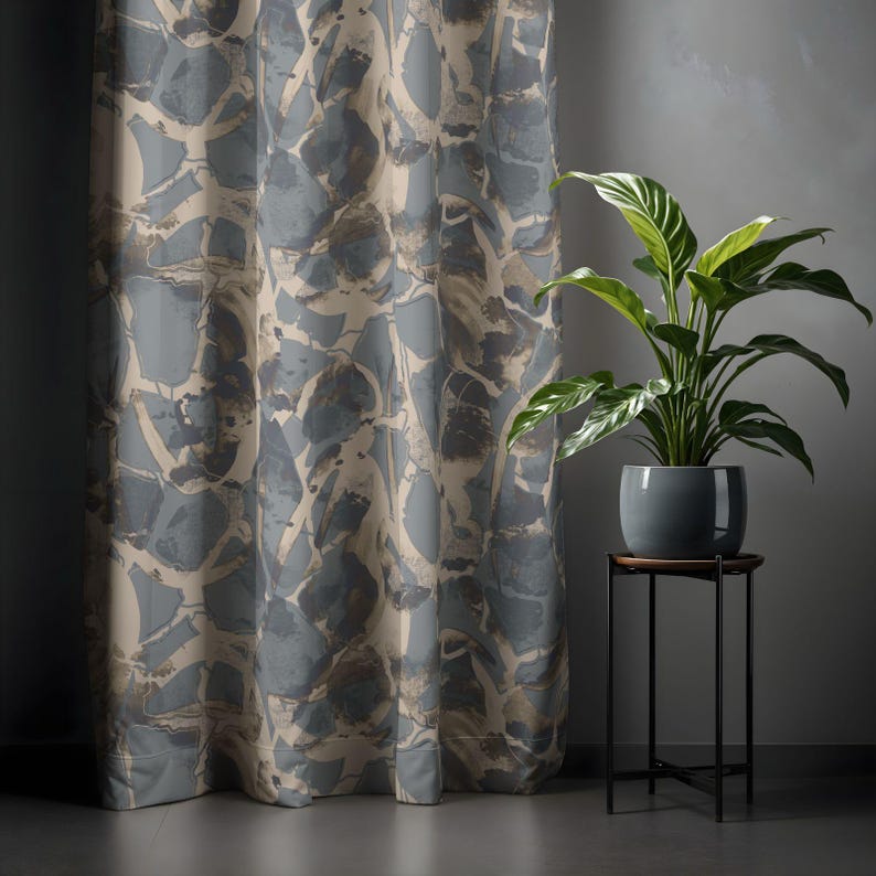 Abstract Stone Curtain Panel - Custom Blackout Drapes – Room Darkening ...