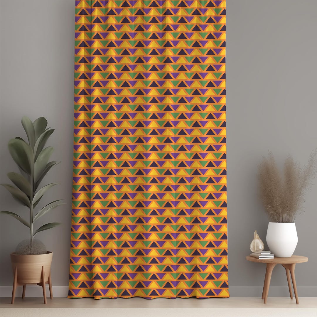 Geometric Triangle Curtain, Custom Blackout Drapes – Room Darkening ...