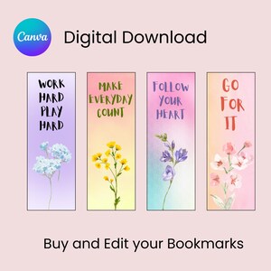 10 Flower Bookmarks Bundle | Digital Download Printable Bookmarks for ...