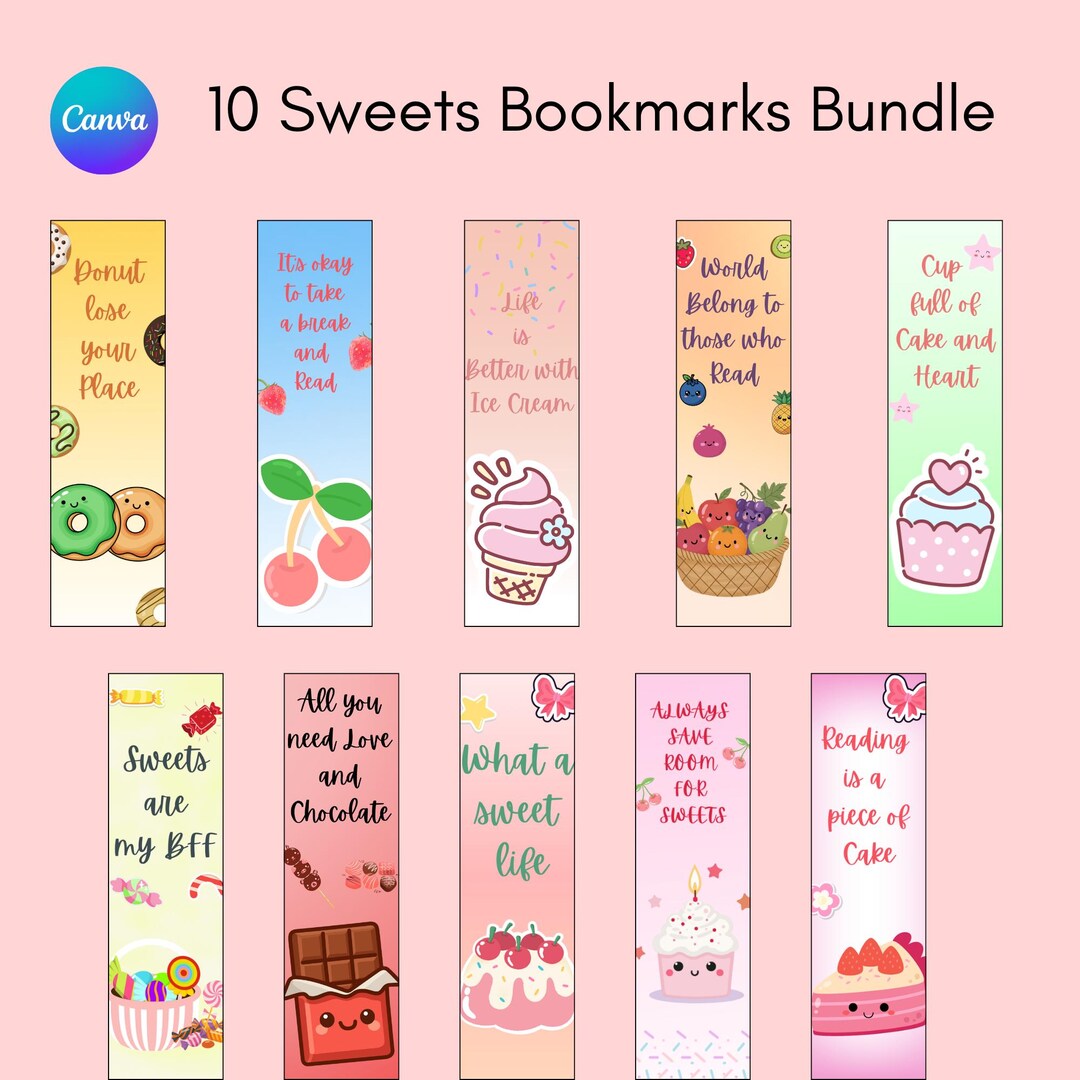 10 Sweet Treats Printable Bookmark Bundle | Dessert Bookmarks | Digital ...
