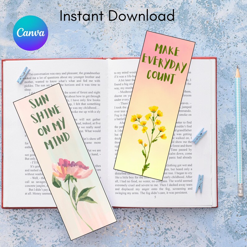 10 Flower Bookmarks Bundle | Digital Download Printable Bookmarks for ...