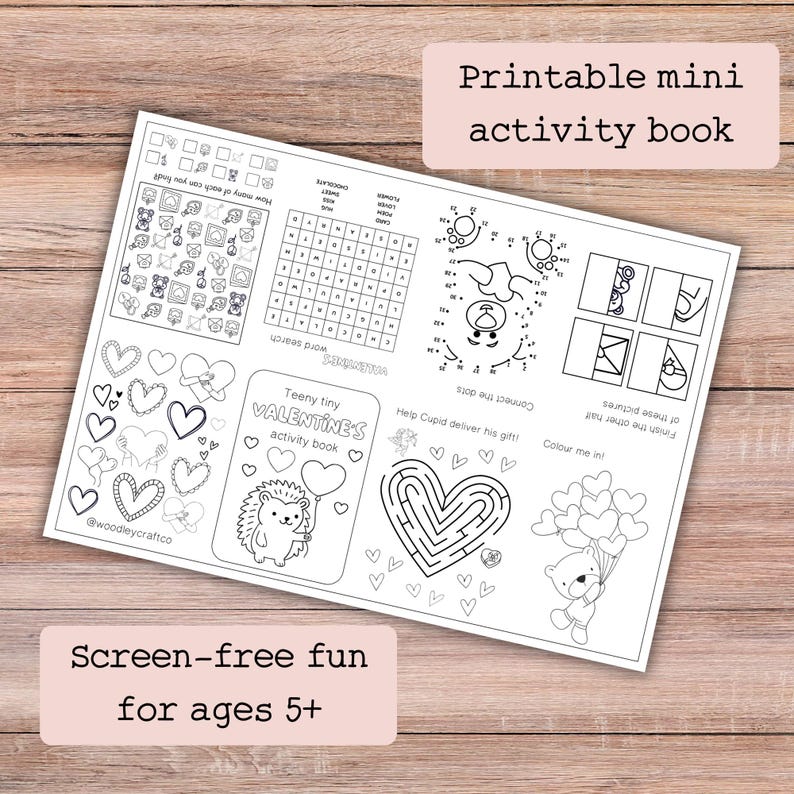 Printable Valentine's Mini Activity Book for Kids, Valentine Day Craft ...