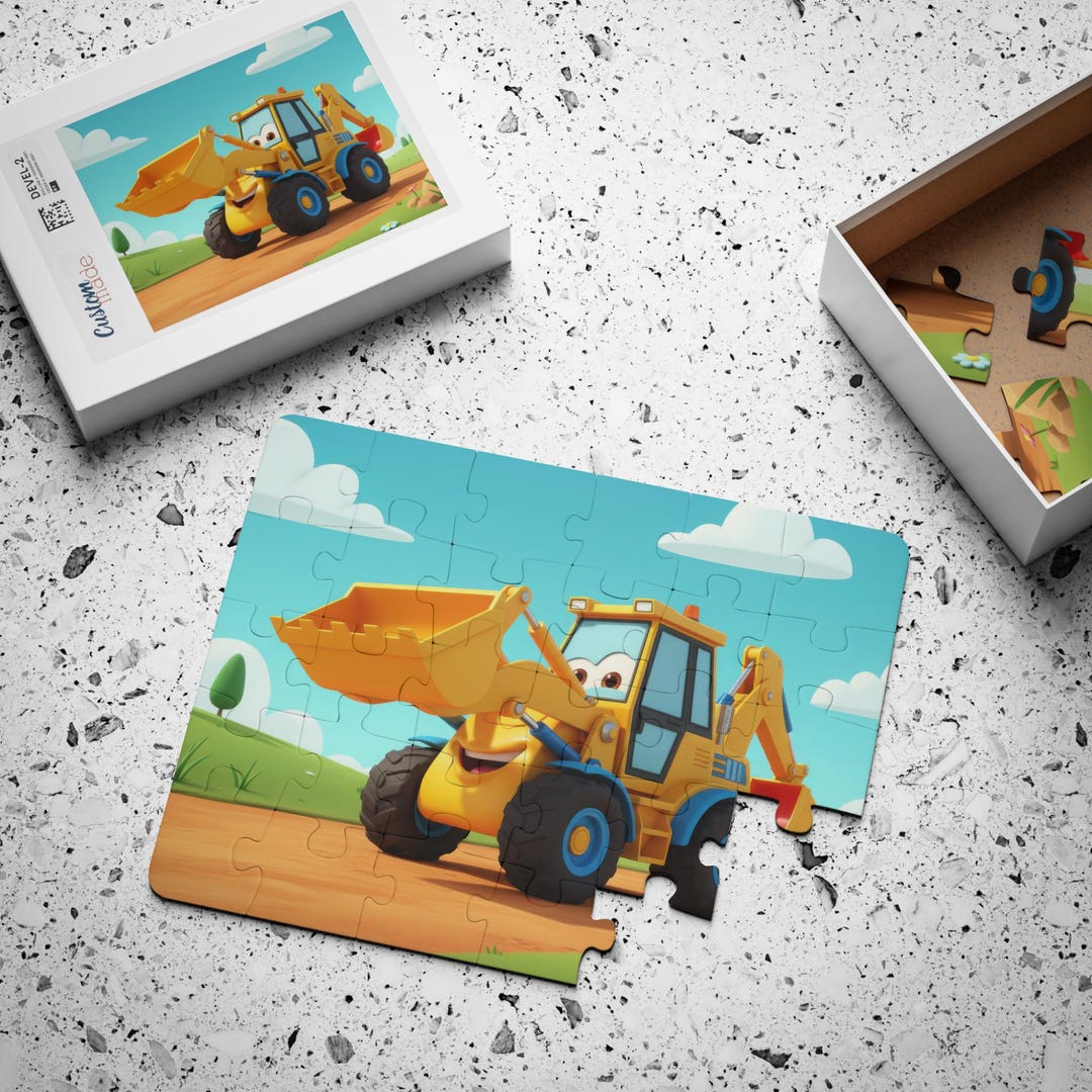 Smiling Excavator Kids Puzzle 30-piece | Construction Vehicle ...