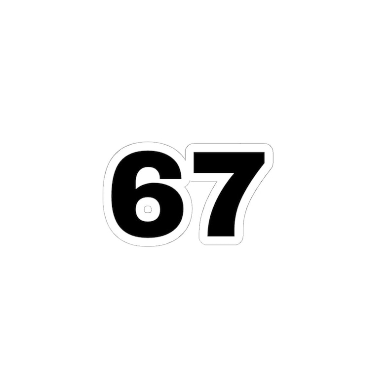 Number 67 Kiss-cut Stickers for Laptops, Water Bottles, Scrapbooking ...