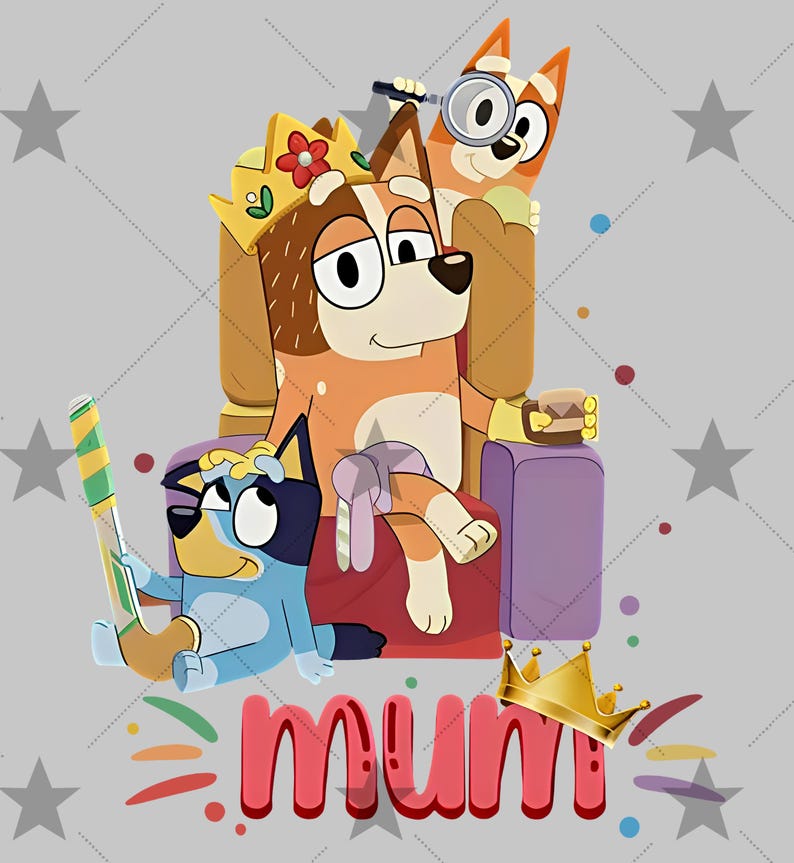 Bluey Mum Queen PNG | Mother’s Day Gift for Mum | Bluey Chilli Sitting ...