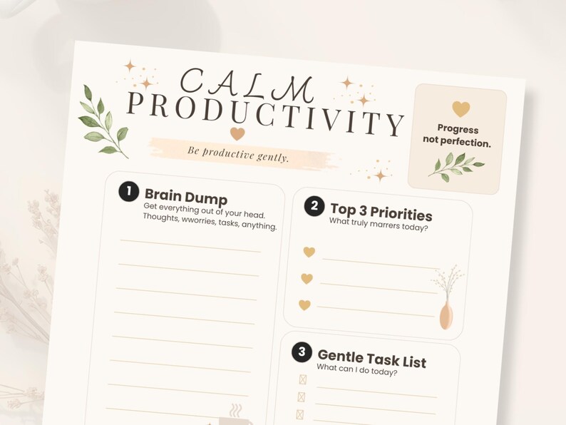 ADHD Focus Worksheet, Brain Dump & Gentle Task List Printable - Etsy UK