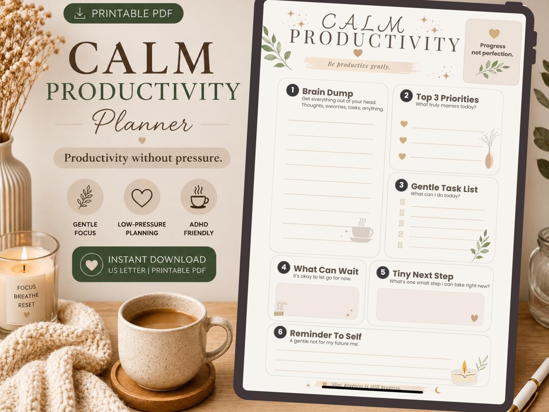 ADHD Focus Worksheet, Brain Dump & Gentle Task List Printable - Etsy UK
