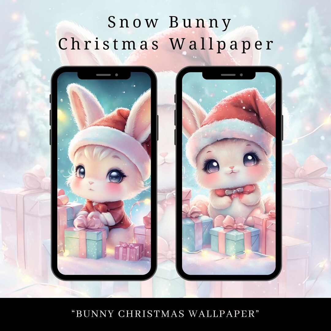 Snow Bunny Christmas Wallpaper | Kawaii iPhone Background | Pastel ...