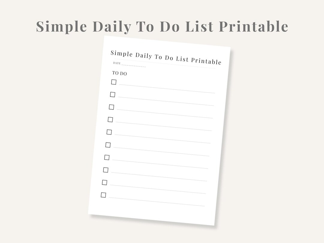 Simple Daily to Do List Printable A4 PDF Minimal Checklist - Etsy UK