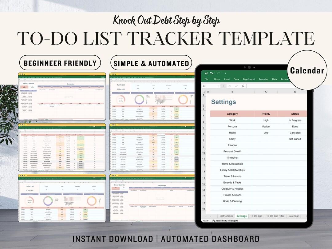 To-do List Tracker Template: Excel & Google Sheets Planner (digital ...
