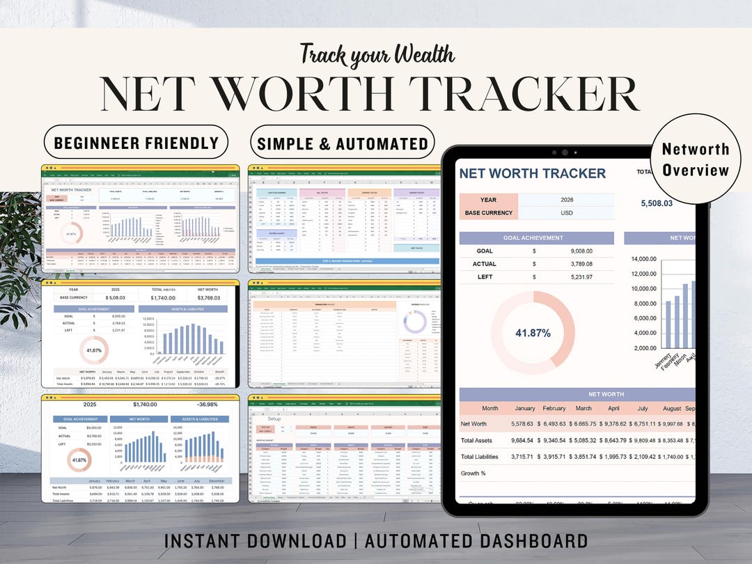 Net Worth Tracker: Excel & Google Sheets Template (digital Download ...