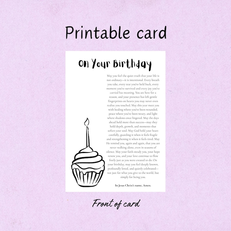 Birthday Blessing Card PRINTABLE Christian Birthday Prayer Faith-based ...