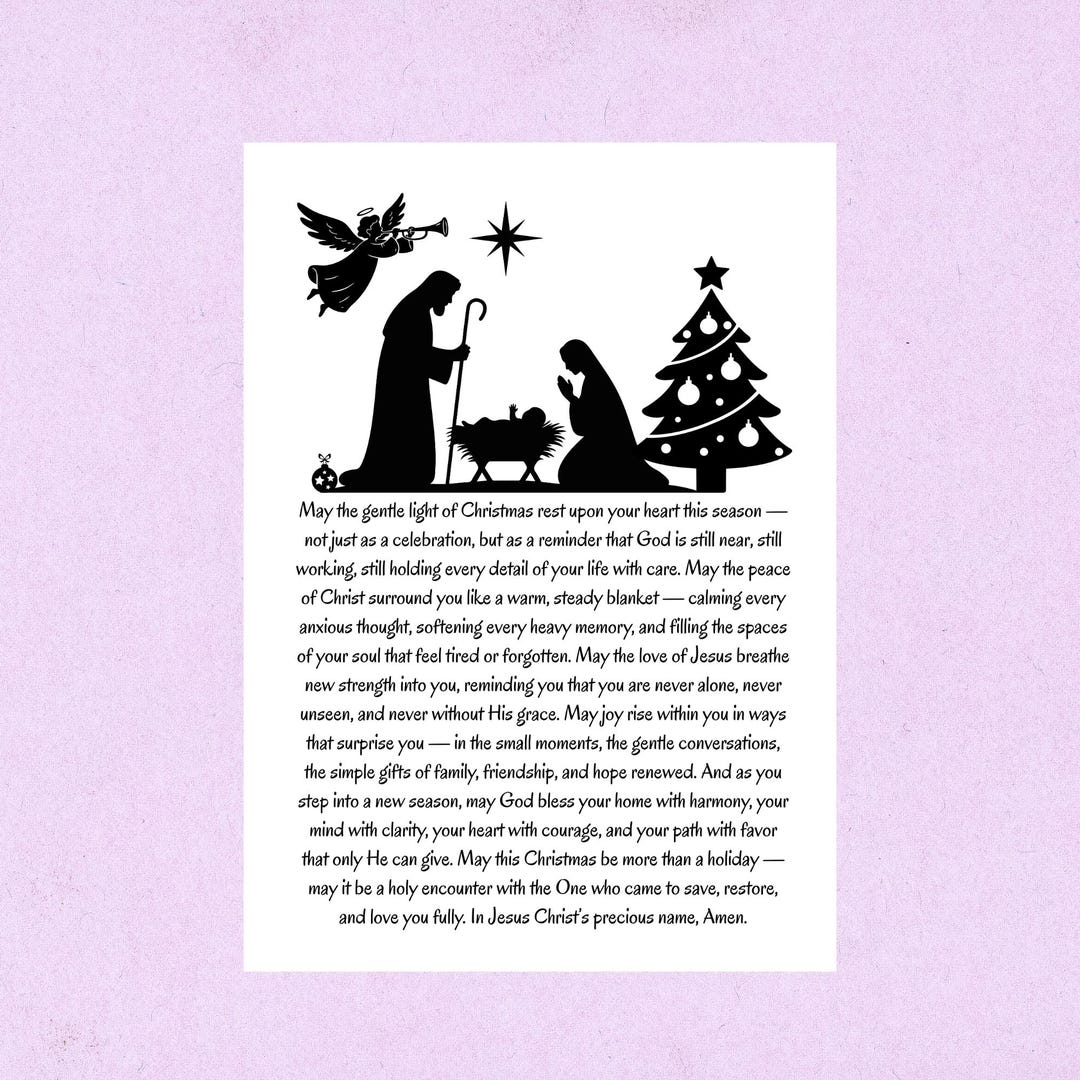 Christmas Blessing Card Prayer PRINTABLE Thank You Appreciation ...