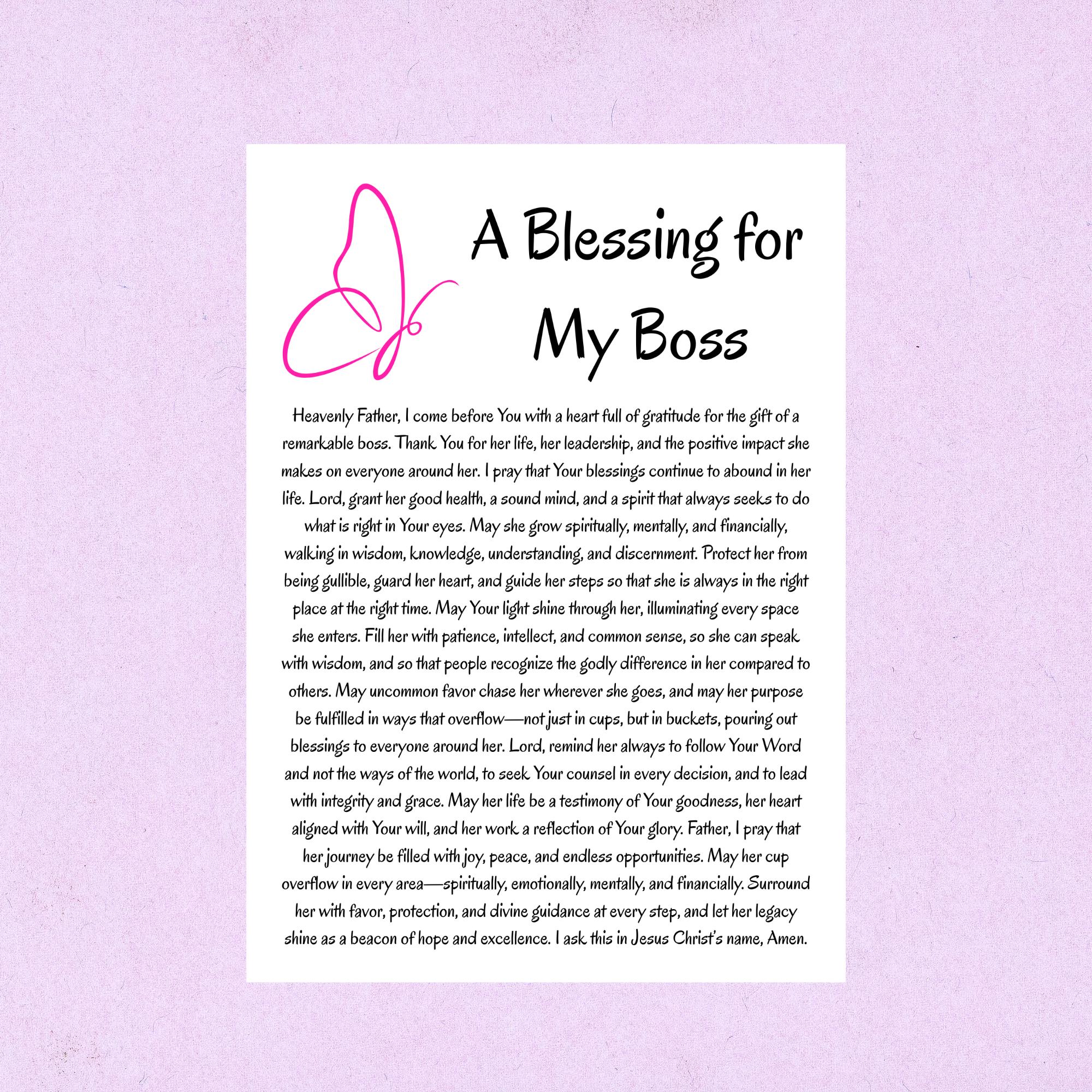 Boss Blessing Card PRINTABLE Thank You Appreciation Gift Boss’s Day ...
