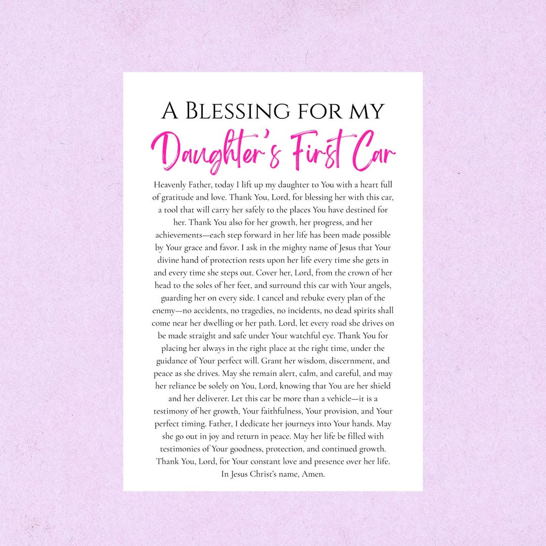 Daughter First Car Blessing Card PRINTABLE New Driver Gift for Daughter ...