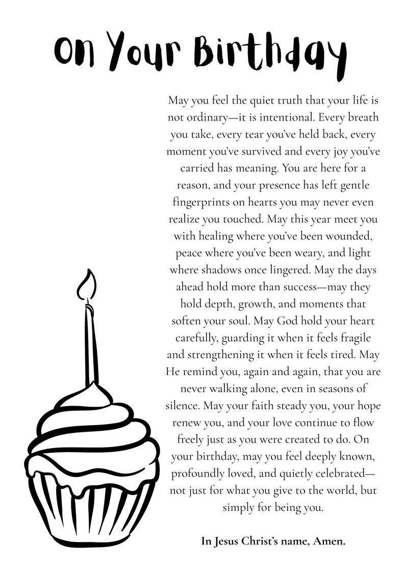 Birthday Blessing Card PRINTABLE Christian Birthday Prayer Faith-based ...