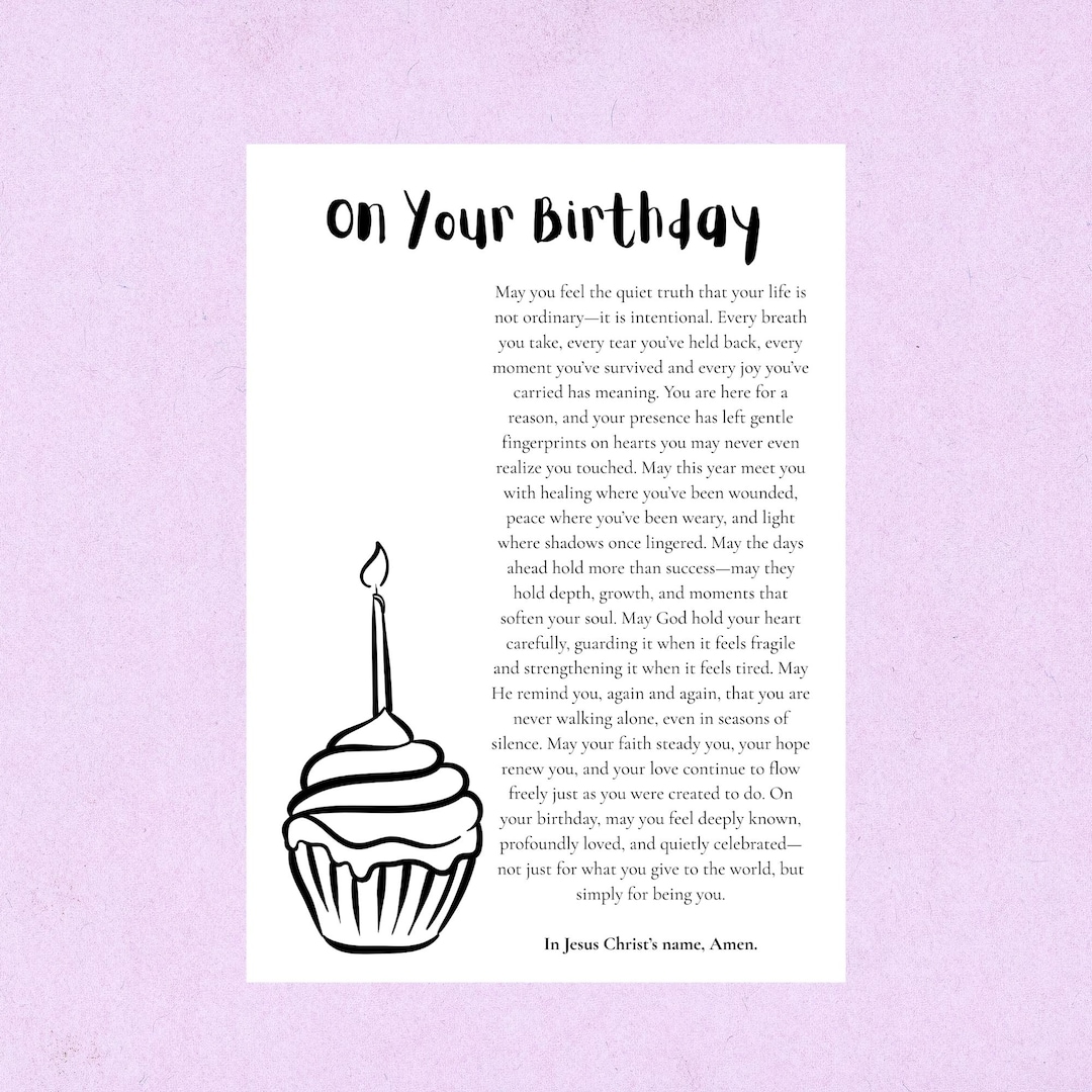 Birthday Blessing Card PRINTABLE Christian Birthday Prayer Faith-based ...