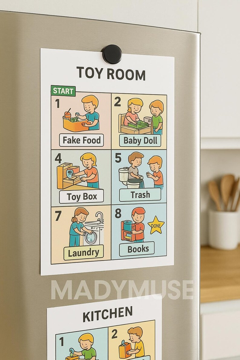 Printable Chore Chart Bundle | 2 Visual Cleaning Routines for Kids ...