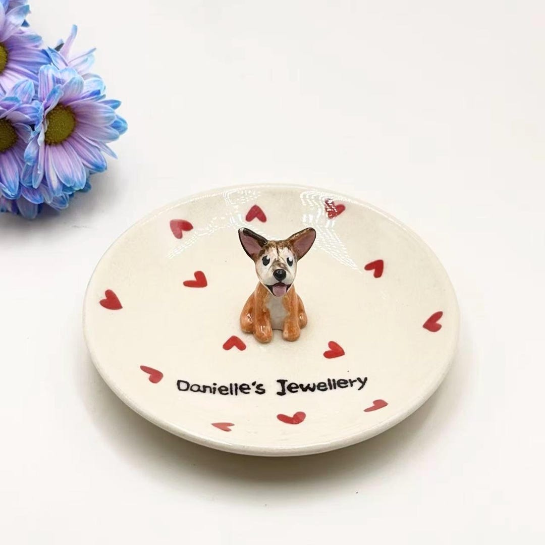 Custom Ceramic Ring Tray With 3D Pet Sculpture Handcrafted Dog Jewelry ...