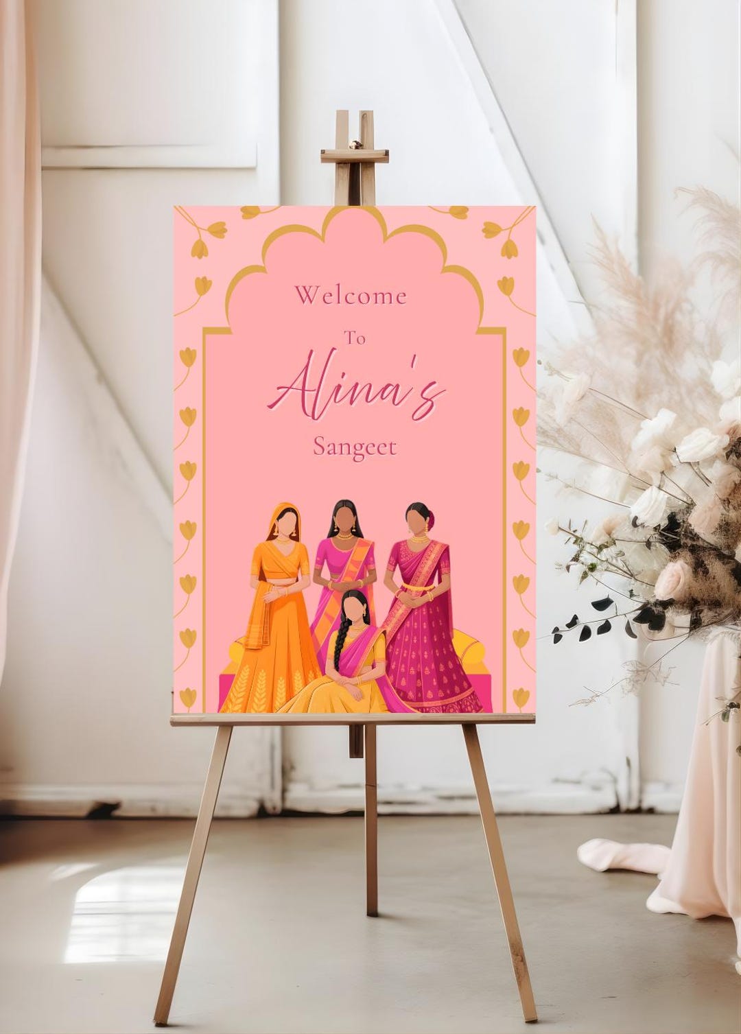 Welcome to Sangeet Sign | Editable Canva Template | Indian Wedding ...