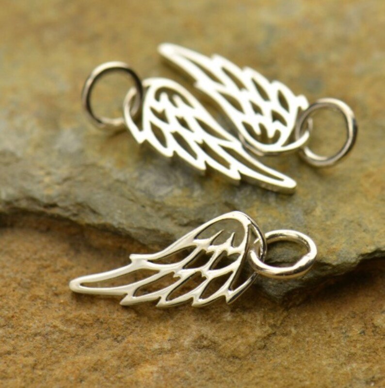 Angel Wing Charm Sterling Silver Angel Wing Angel Wing - Etsy