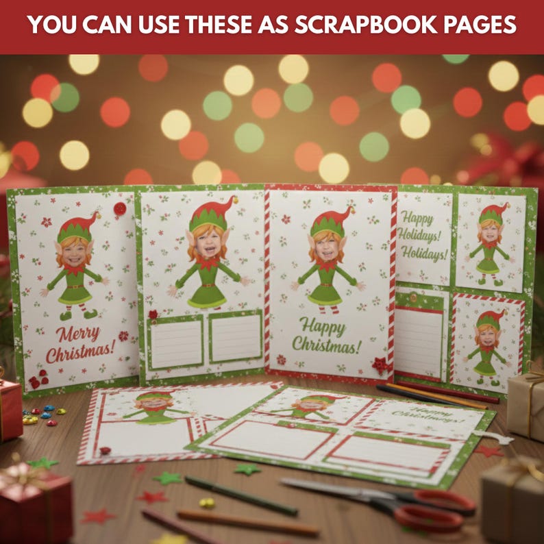 Christmas Elf Photo Frames: 10 Canva Holiday Elf Templates (digital ...