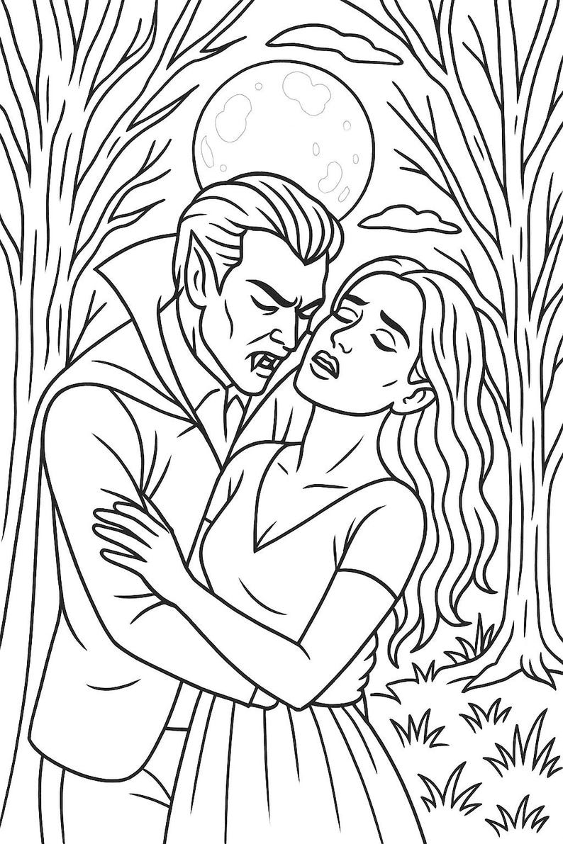 50 Vampires & Werewolves Coloring Pages | Spooky Printable Coloring ...